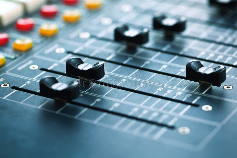 Buttons Equipment in Audio Recording Studio. Professional Concert ...
