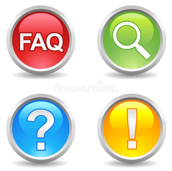 Buttons - Faq, Saerch, Help, Attention; Stock Vector - Illustration of ...
