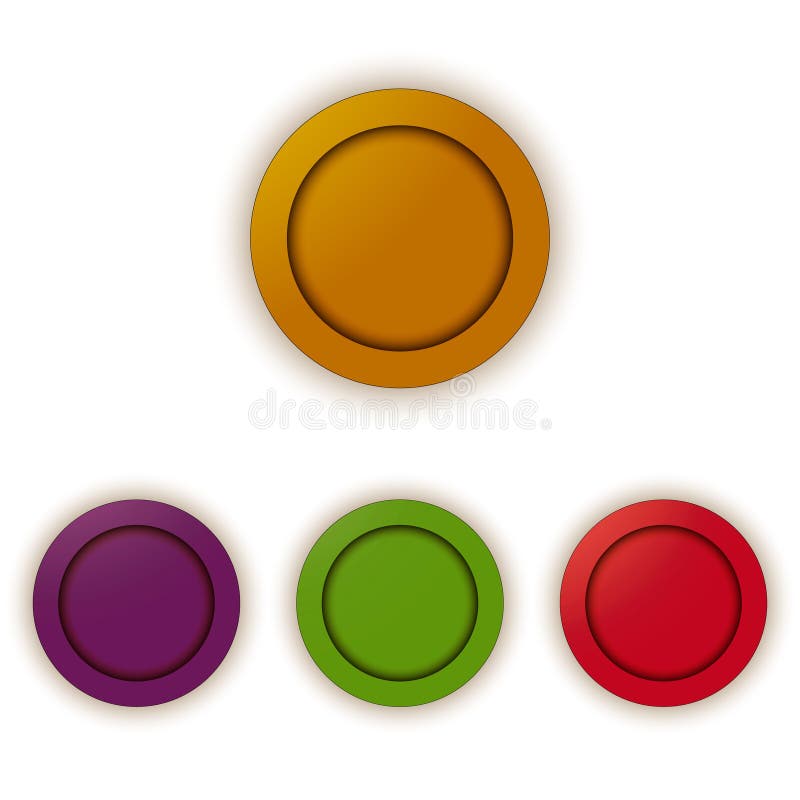 Buttons in Flat Style in Four Different Colors. Stock Illustration ...
