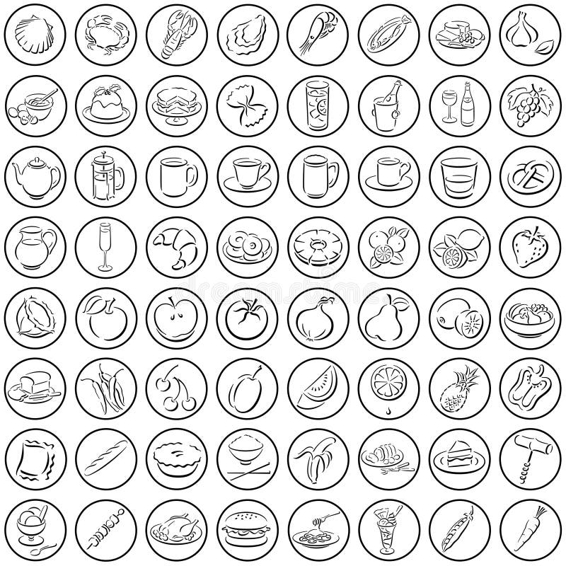 Buttons with food symbols stock vector. Illustration of cook - 6977861