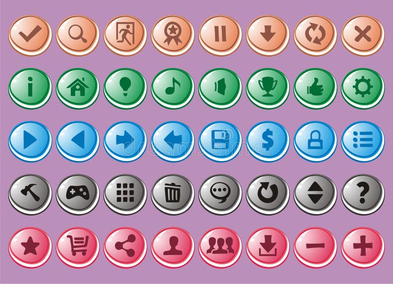 Buttons 2 stock vector. Illustration of game, metallic - 109452620