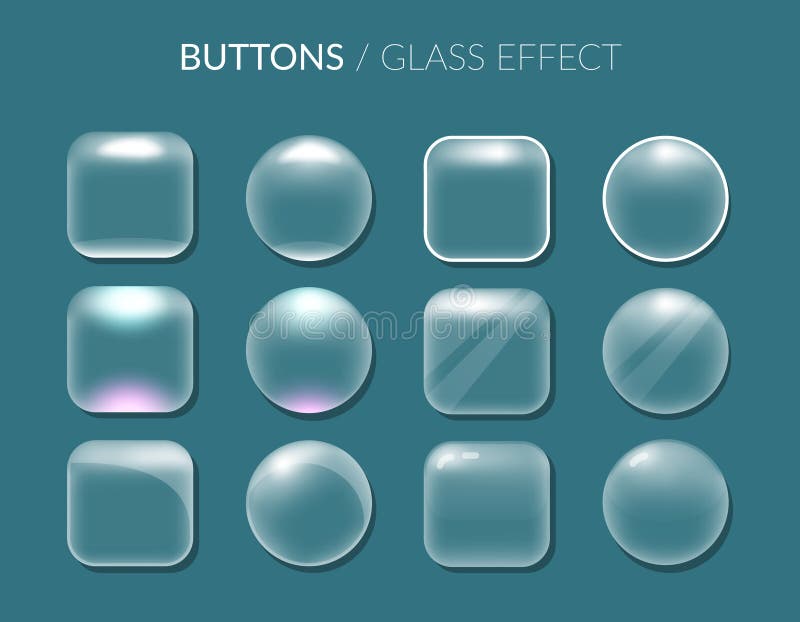 Buttons. Glass effect stock vector. Illustration of crystal - 66269280