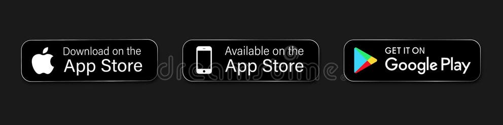 Buttons Google Play Apple Store Download Application. Isolated Vector ...