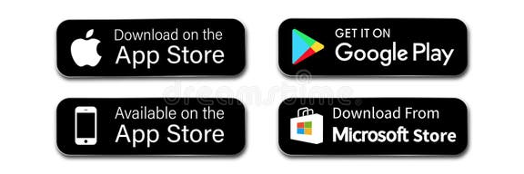 Buttons Google Play Apple Store Download Application. Isolated Vector ...