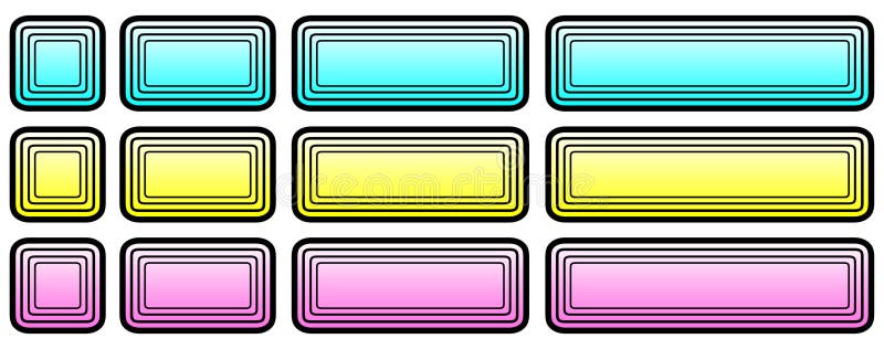 Buttons with Gradient, Square and Rectangular Shapes Collection ...