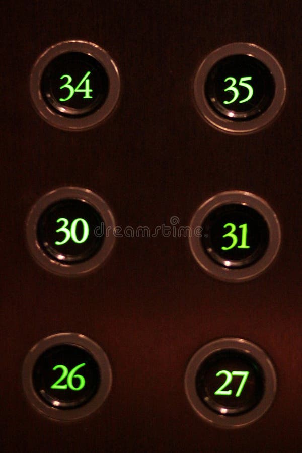 Buttons with Green Light Numbers Lift in the Elevator Stock Photo ...