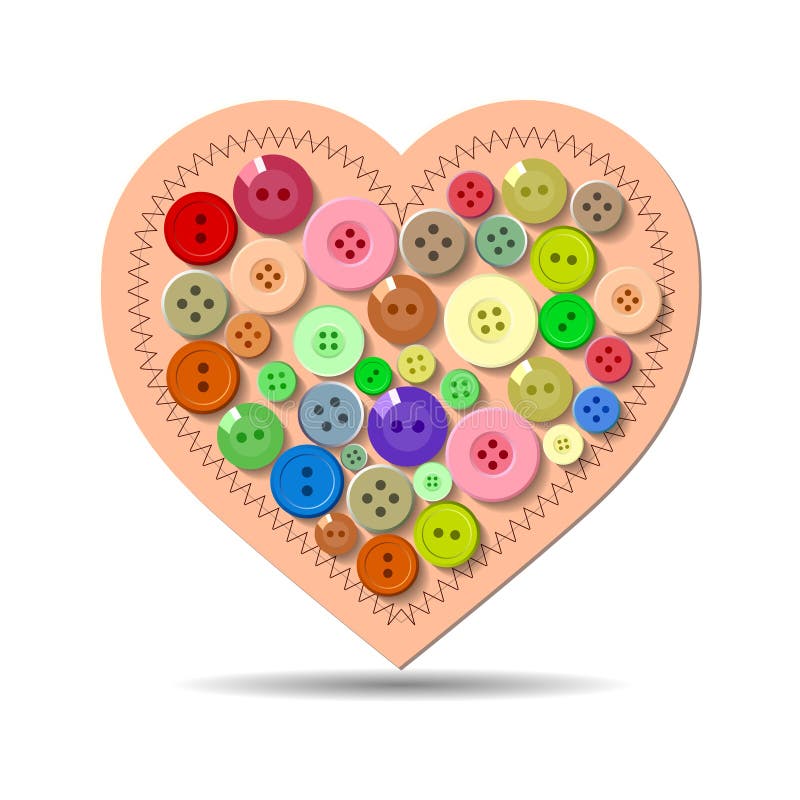 Red Heart from Vintage Buttons Stock Illustration - Illustration of ...