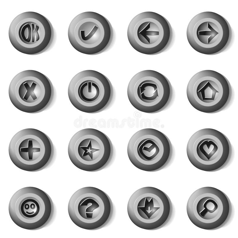 Buttons with Icons in Grayscale Stock Vector - Illustration of history ...