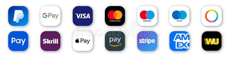 Buttons Icons of Popular Payment Systems. Buttons on Isolated ...