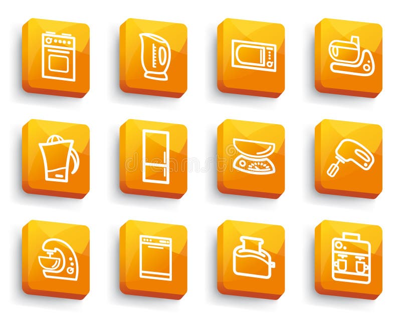Set of Buttons Home Appliances Stock Vector - Illustration of white ...