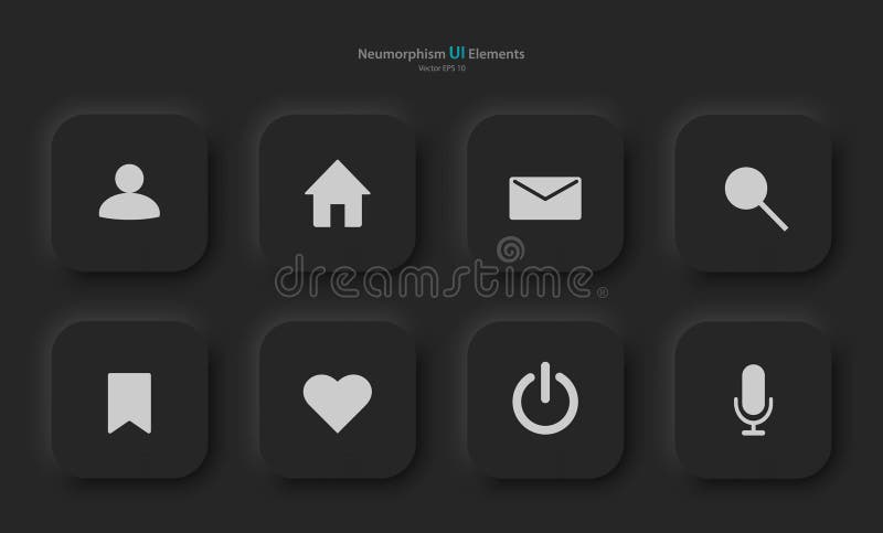 Buttons for Mobile Devices in the Style of Neumorphism, UI, UX. Stock ...