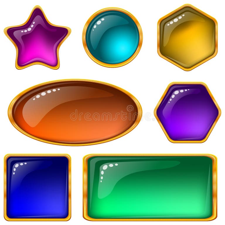 Buttons with Multicolored Gems, Set Stock Vector - Illustration of icon ...