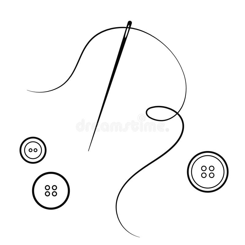 Needle And Thread Spool Drawing Sketch Coloring Page