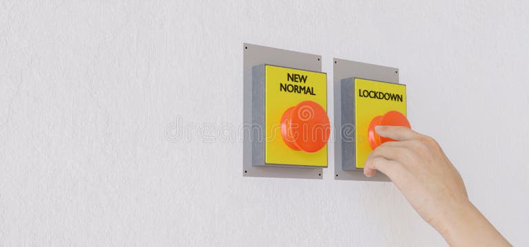 Buttons for the New Normal or Lockdown with Hand Stock Illustration ...