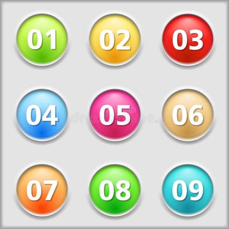 Buttons with numbers stock vector. Illustration of bright - 28027695