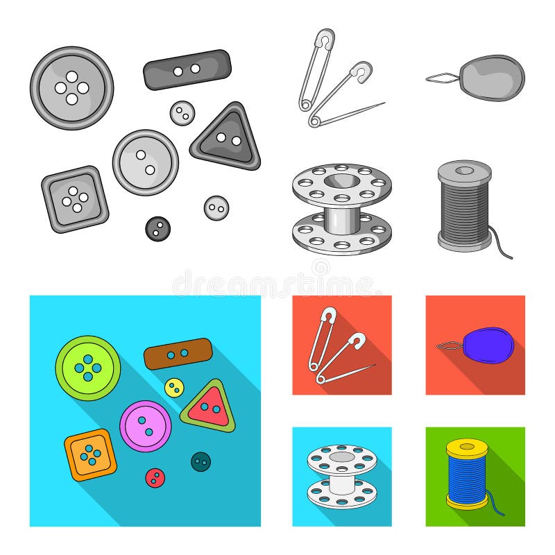 Buttons, Pins, Coil and Thread.Sewing or Tailoring Tools Set Collection ...