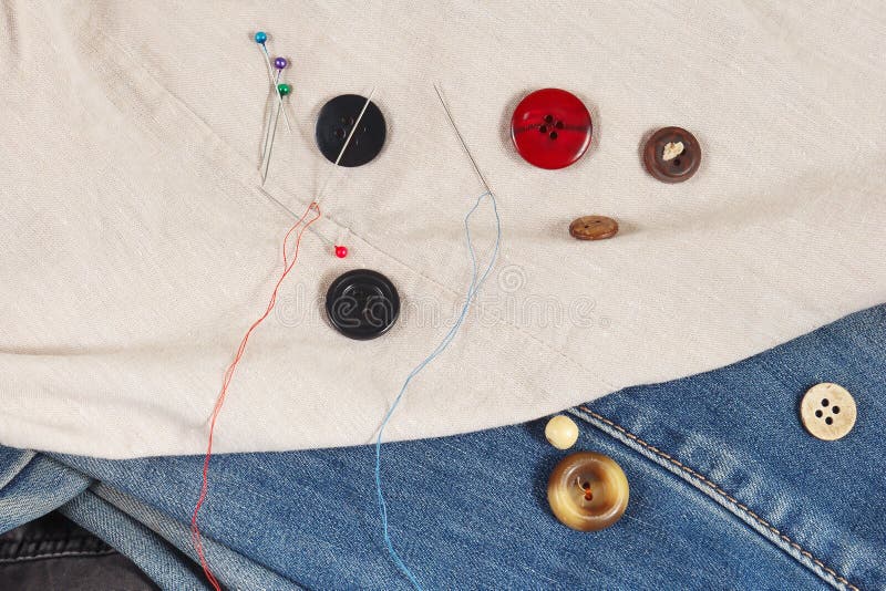 Buttons, pins. Needlework. stock photo. Image of assorted - 62953454