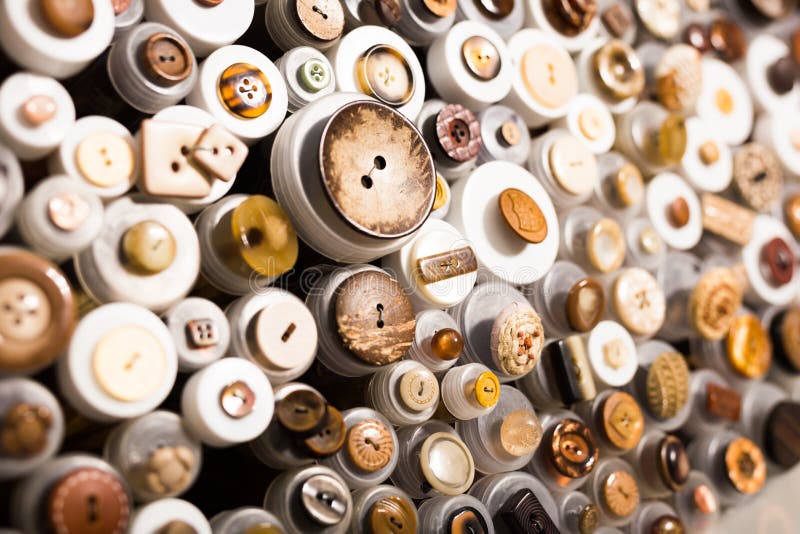 Buttons in Plastic Containers in Store Stock Photo - Image of ...