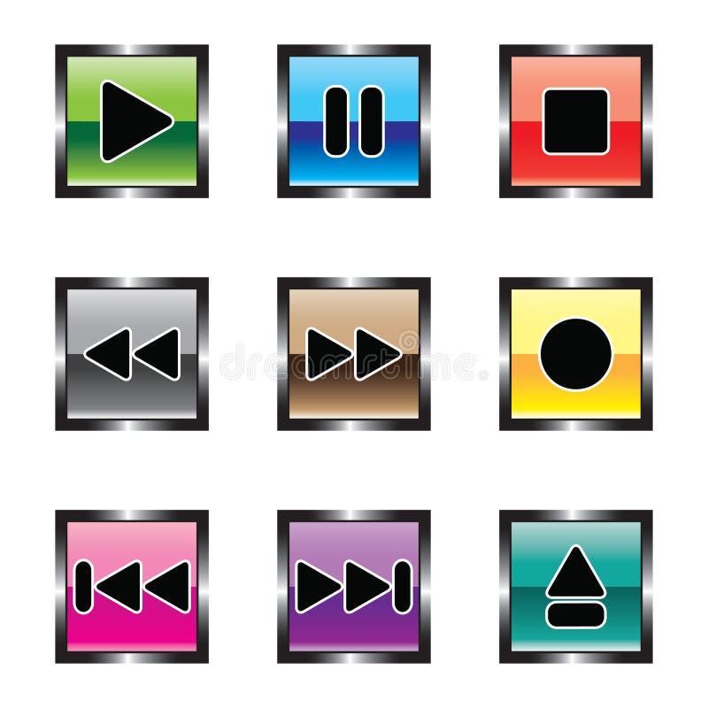 Buttons for a player stock vector. Illustration of brown - 15135252