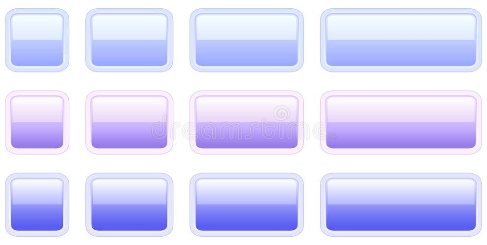 Buttons Purple Blue Square and Rectangle Shapes Collection, Interesting ...