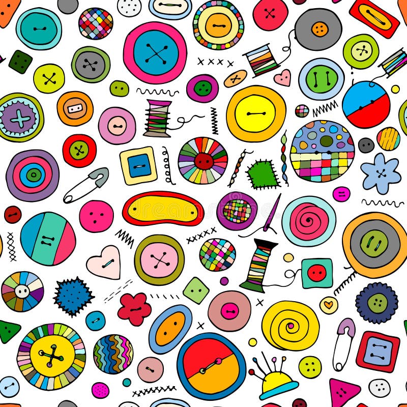 Buttons, Seamless Pattern for Your Design Stock Vector - Illustration ...