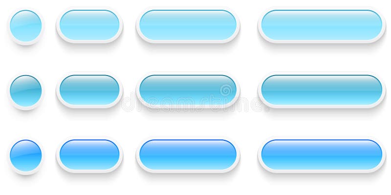 Buttons Set for User Interface, Simple White Blue 3D Modern Buttons ... Buttons Set for User Interface, Simple White Blue 3D Modern Buttons ...