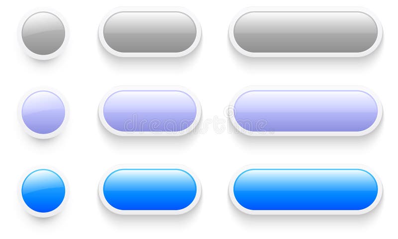 Buttons Set for User Interface, Simple White Blue 3D Modern Buttons ... Buttons Set for User Interface, Simple White Blue 3D Modern Buttons ...