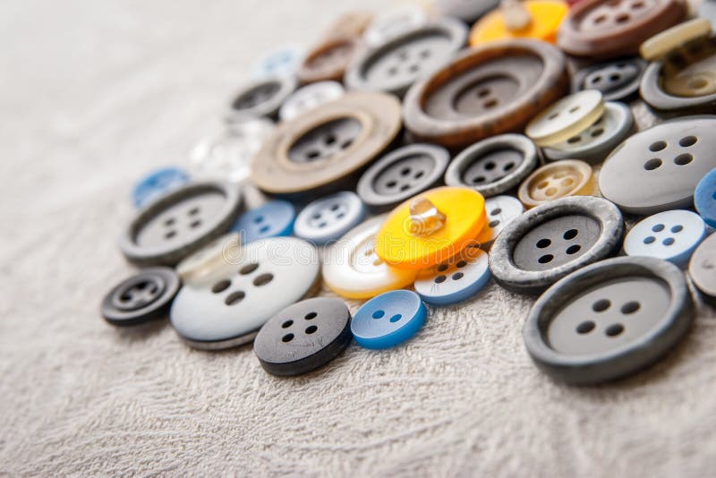 Buttons Set on the White Cloth Stock Photo - Image of textile ...