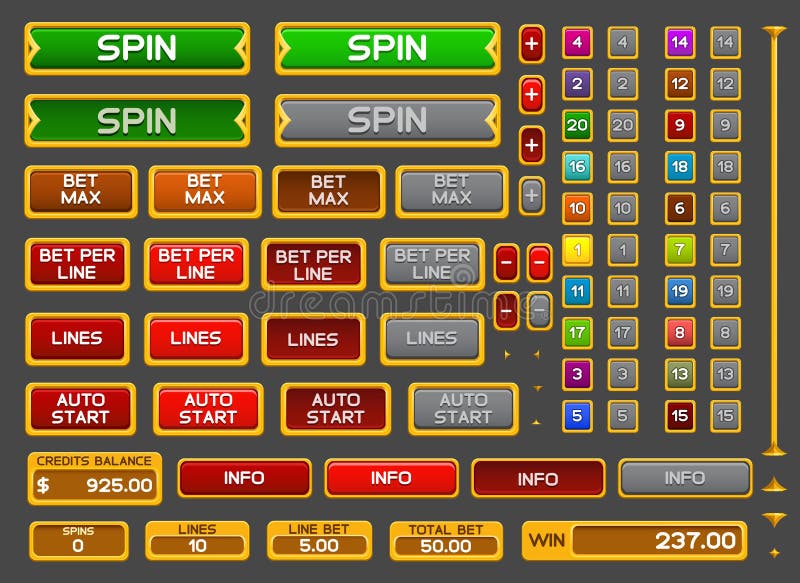 Game buttons GUI pack pack stock vector. Illustration of disabled ...