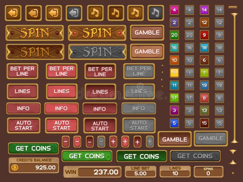 Game buttons GUI pack pack stock vector. Illustration of panel - 95438396