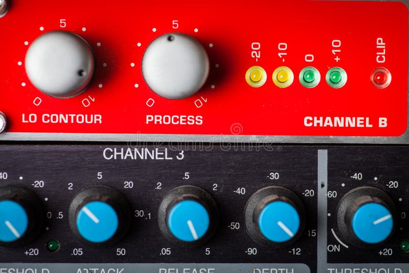 Buttons in sound studio stock photo. Image of volume - 68876902