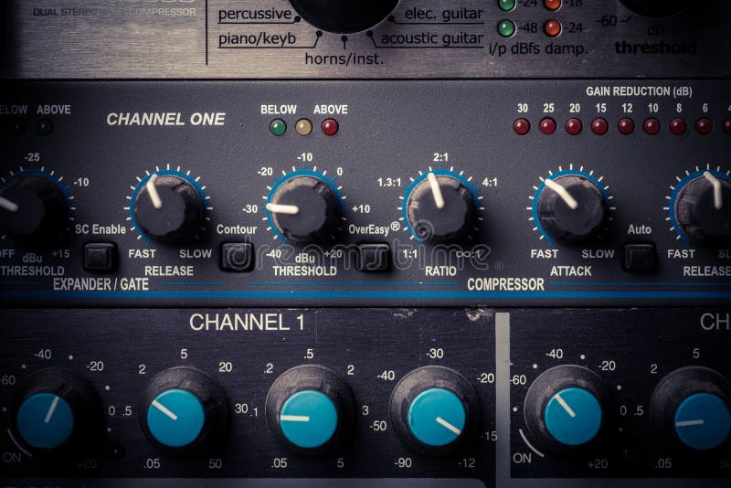 Buttons in sound studio stock photo. Image of closeup - 68923034