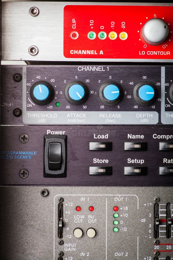 Buttons in sound studio stock image. Image of record - 70832415