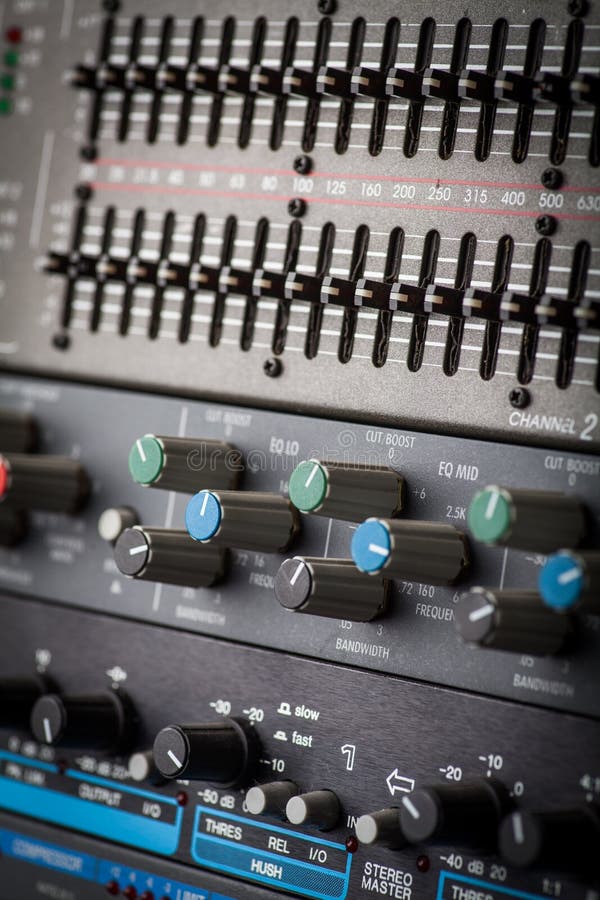 Buttons in sound studio stock photo. Image of record - 68020926