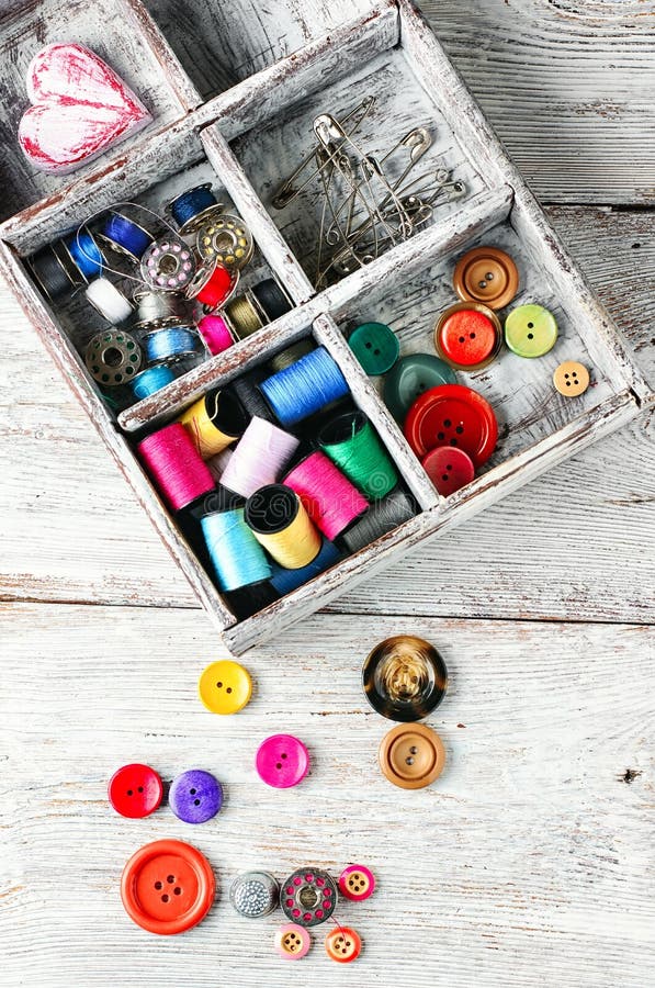 Buttons and Spool of Thread Stock Image - Image of industry, sewing ...