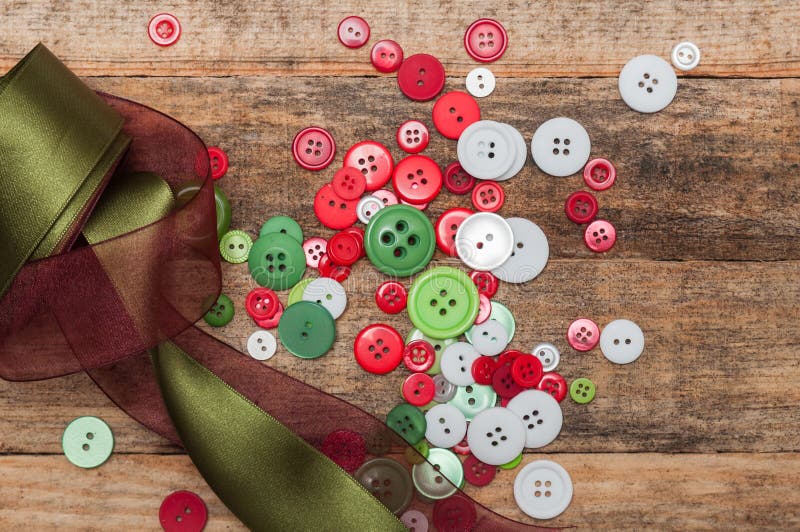 Buttons Stack and Laces on Wooden Background Stock Illustration ...