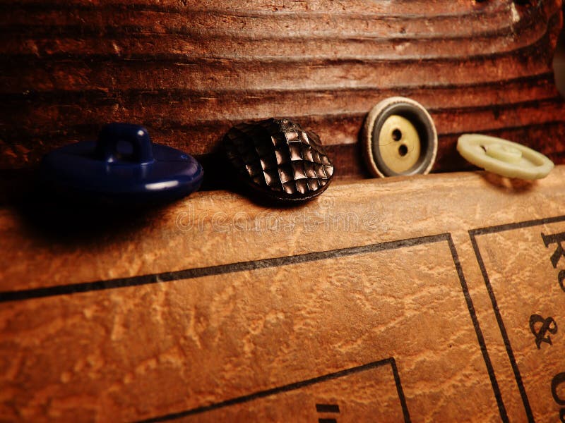 Buttons Stacked on Wooden Chest Toy Craft Stock Photo - Image of ...