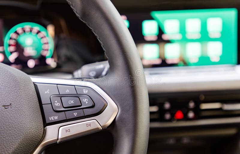 Buttons on Steering Wheel in a Car Stock Photo - Image of vehicle ...