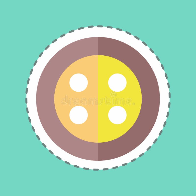 Buttons Sticker in Trendy Line Cut Isolated on Blue Background Stock ...