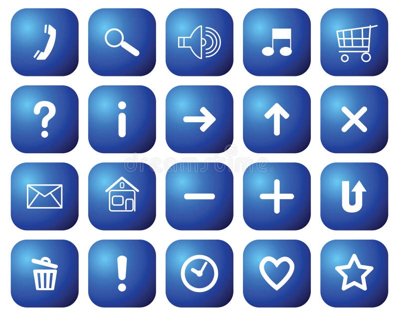 Blue Web Icons/Buttons stock illustration. Illustration of internet ...