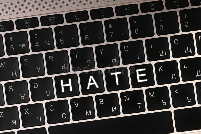 Buttons with Text Hate on Computer Keyboard, Top View Stock Photo ...