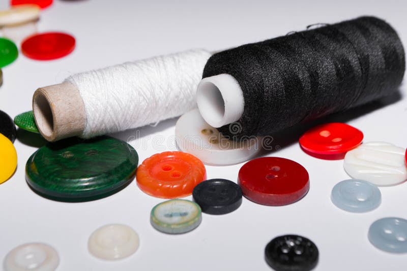 Buttons and thread stock image. Image of fashion, needle - 153634531