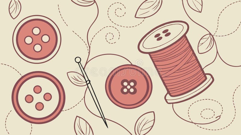 Buttons and Thread Design, Essential Sewing Kit Items Vector Design ...