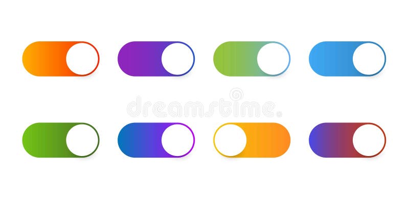 Buttons Toggle Switch. Set Buttons Slider Switches. Colored Bright ...