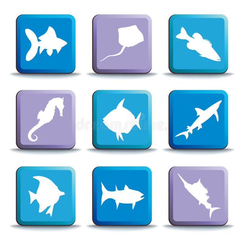 Fish Buttons. Vector Illustration Stock Vector - Illustration of ...