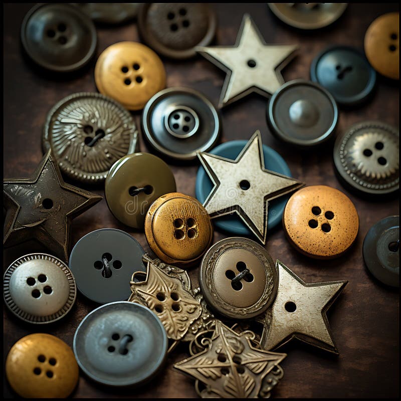 A Group of Buttons on a Table Stock Illustration - Illustration of life ...