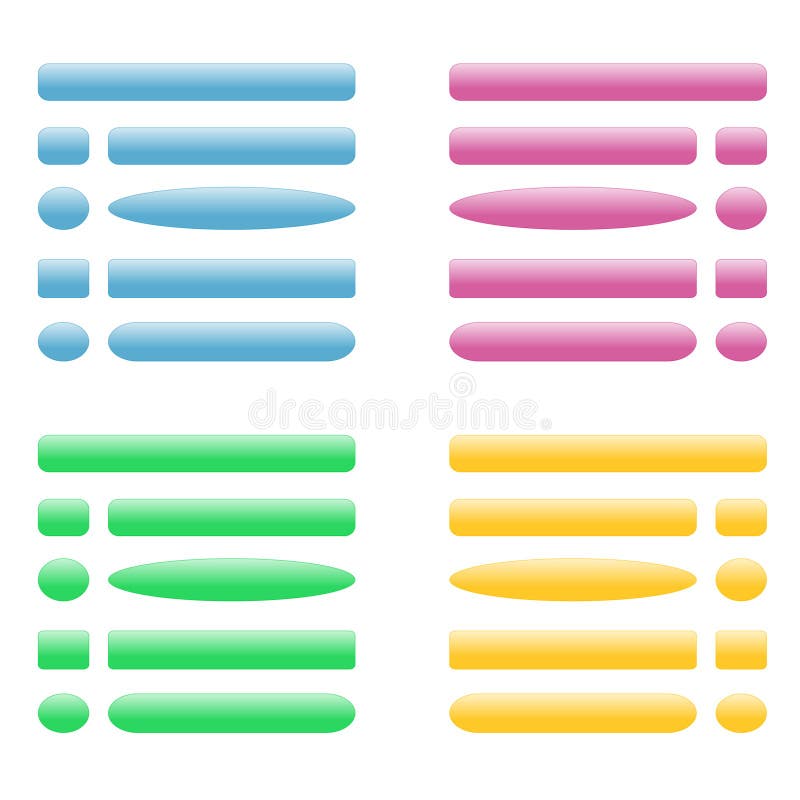 Buttons Vector for Site. Blue, Pink, Green, Yellow. Stock Vector ...