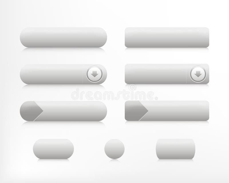 Vector White Buttons Set. Empty Sliders for Website, Mobile Menu ...