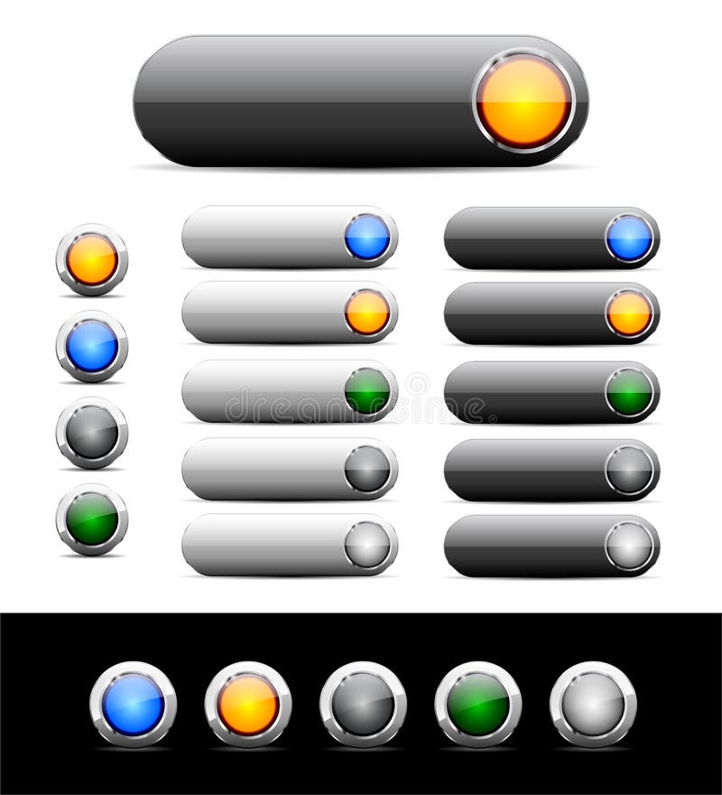 Set of grey web buttons stock vector. Illustration of curve - 21969635