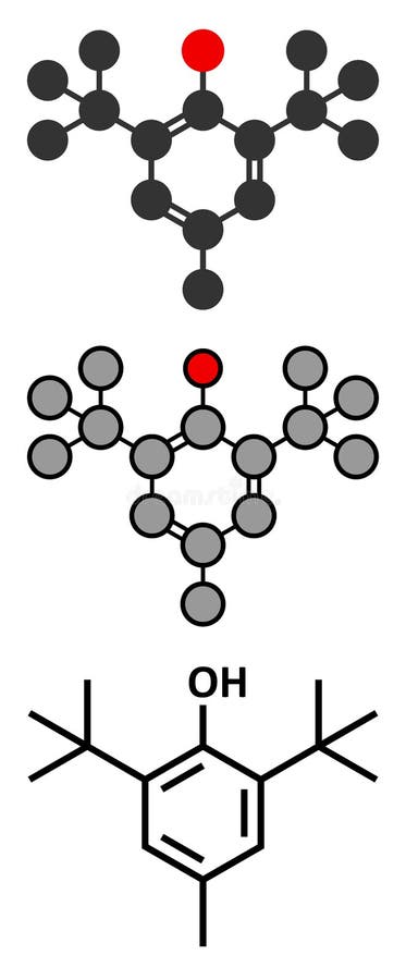 Butylated Hydroxytoluene BHT Antioxidant Molecule. Stylized 2D ...